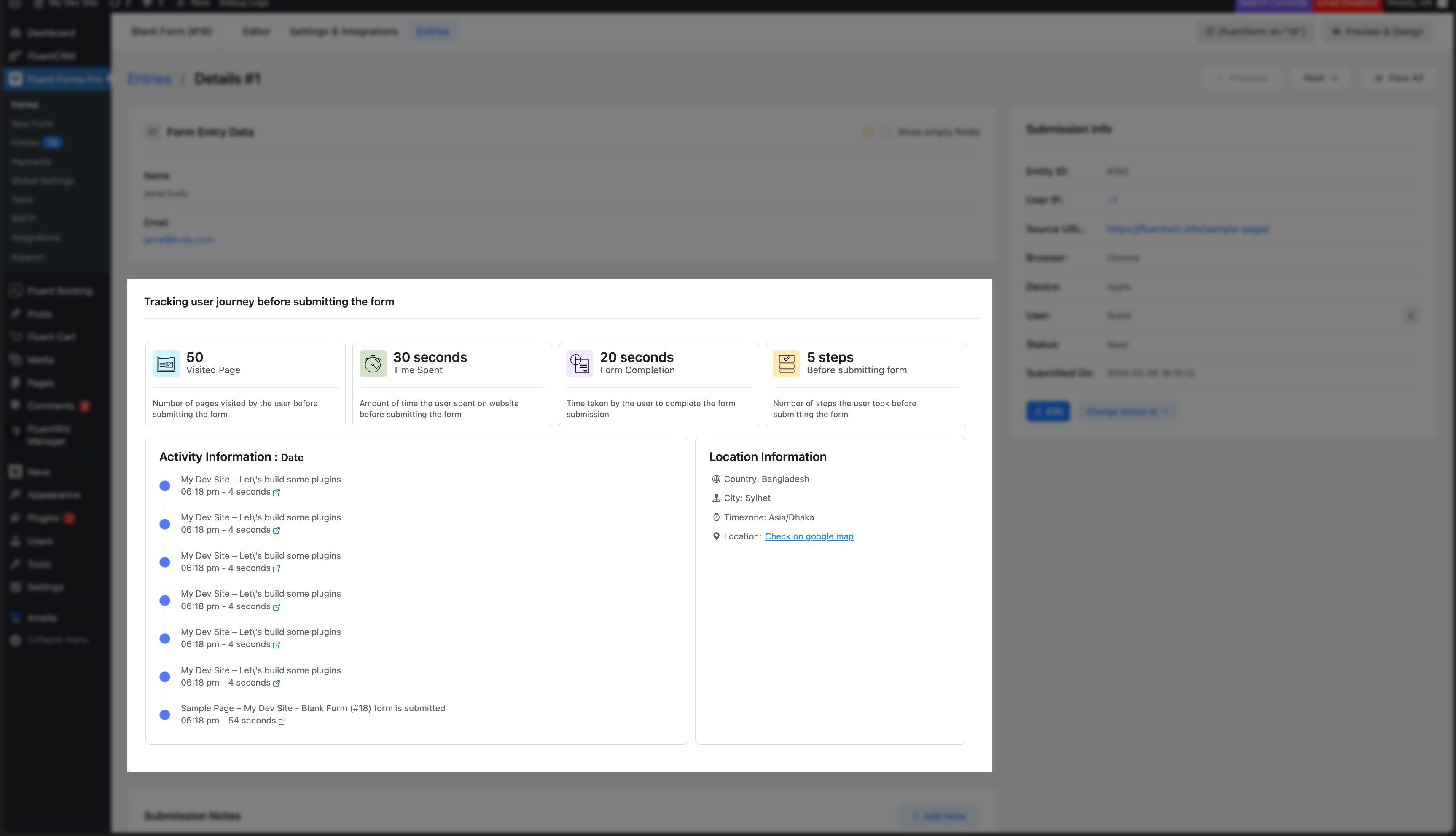 Fluent Forms Track User Journey Addon Fluent Wiz